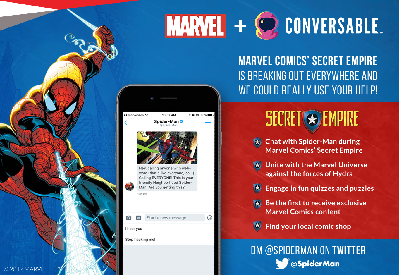 Marvel Comics announces a Chatbot release timed with Secret Empire comic